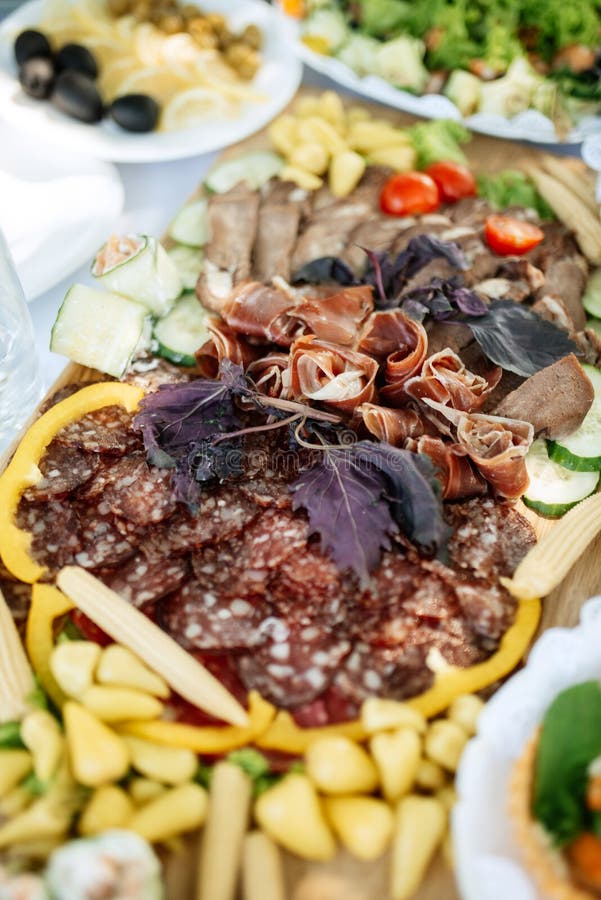 Welcome Buffet with Alcohol and Snacks, Sandwiches Stock Image - Image ...