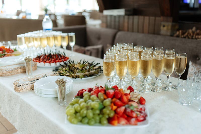 Welcome Buffet with Alcohol and Snacks Stock Image - Image of snacks ...