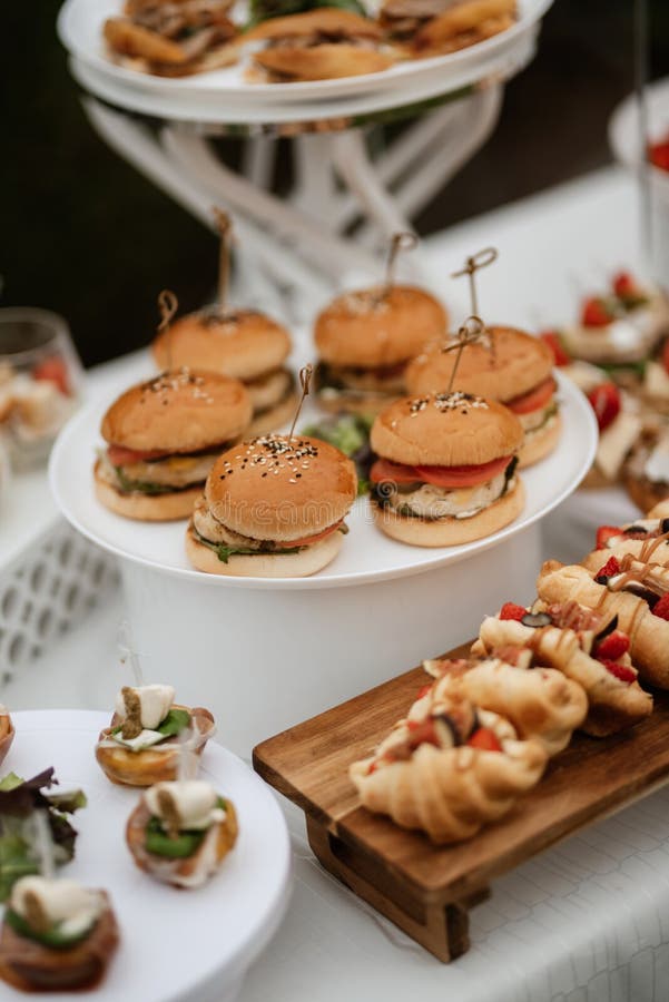 Welcome Buffet with Alcohol and Snacks Stock Image - Image of meeting ...