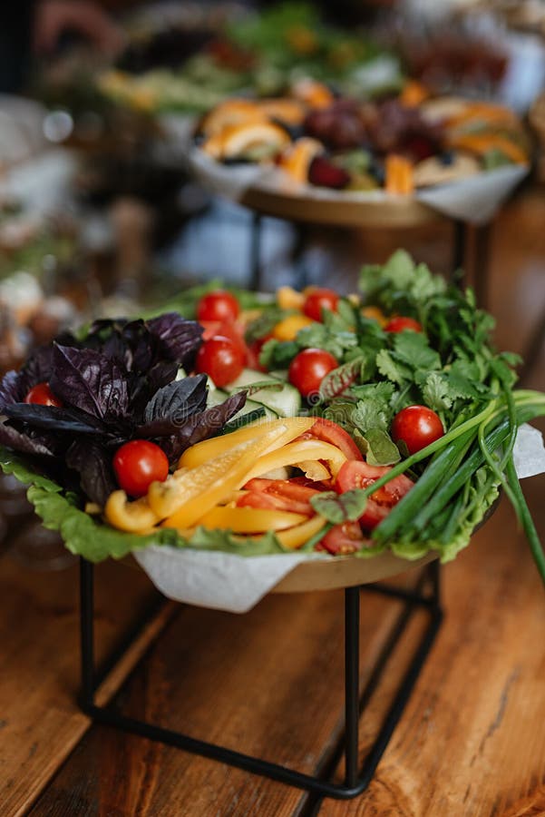 Welcome Buffet with Alcohol and Snacks Stock Image - Image of meeting ...