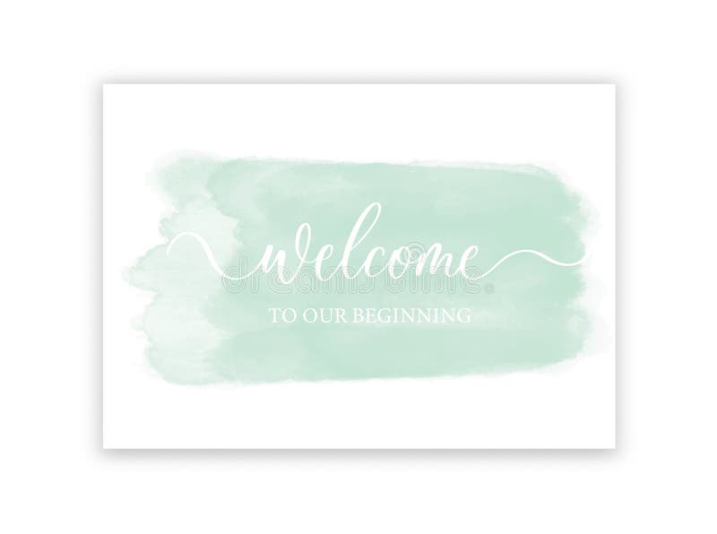 Welcome - Calligraphic Wedding Sign with Watercolor. Stock Vector ...