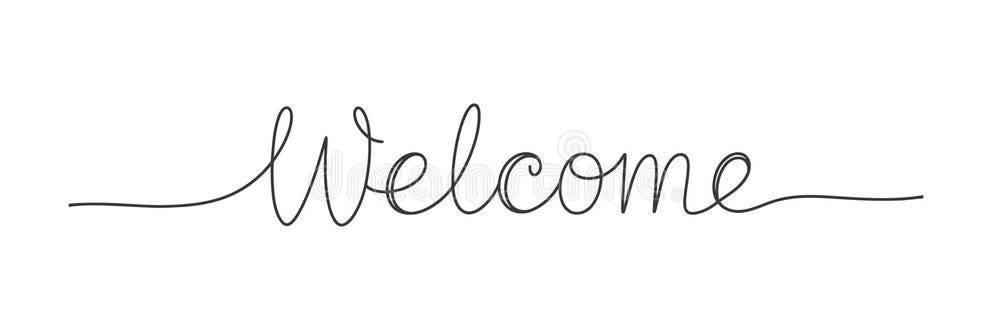 Welcome Calligraphy Lettering. One Line Continuous Word Welcome. Vector ...