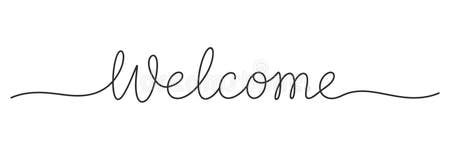 Welcome Calligraphy Lettering. One Line Continuous Word Welcome. Vector ...