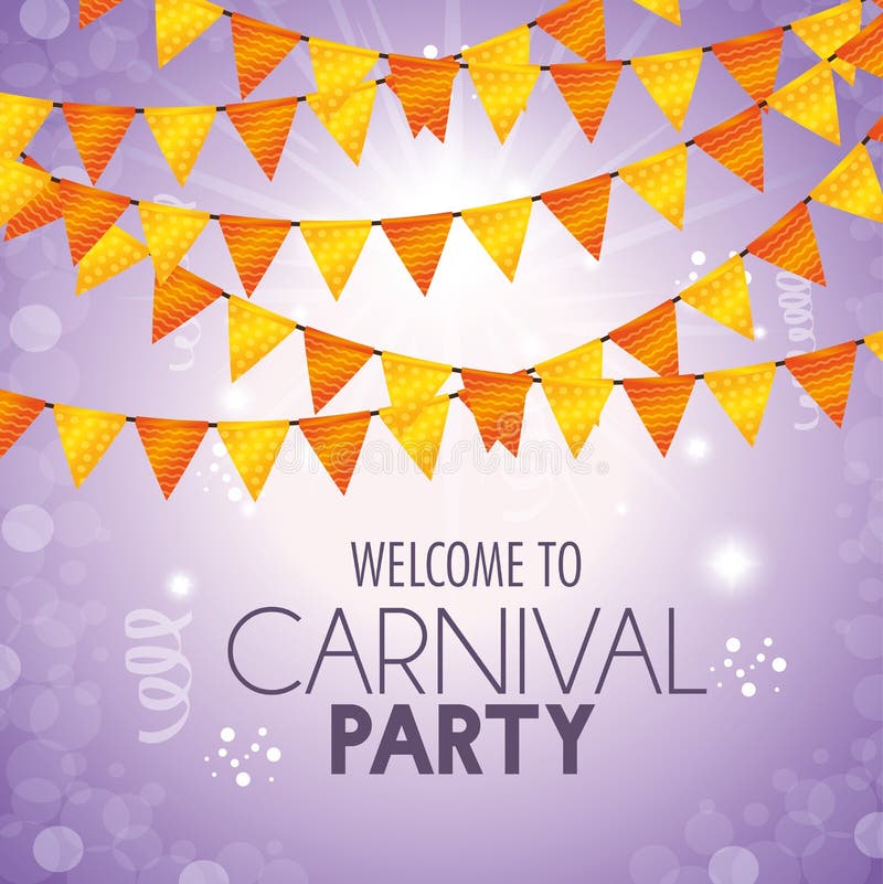 Welcome Carnival Party Pennant Decoration Confetti Light Stock Vector ...