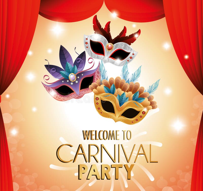 Welcome Carnival Party Theater Masks Colored Stock Vector ...