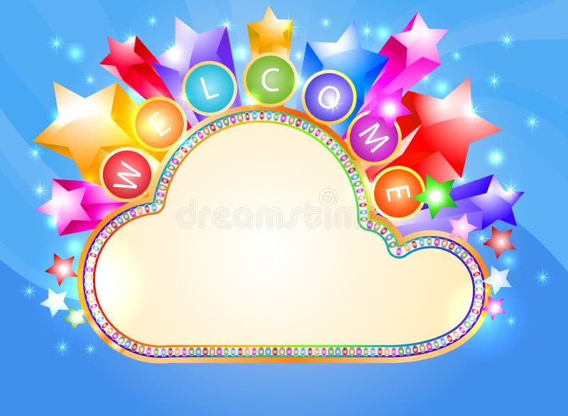 Welcome cloud marquee stock illustration. Illustration of shiny - 40134992