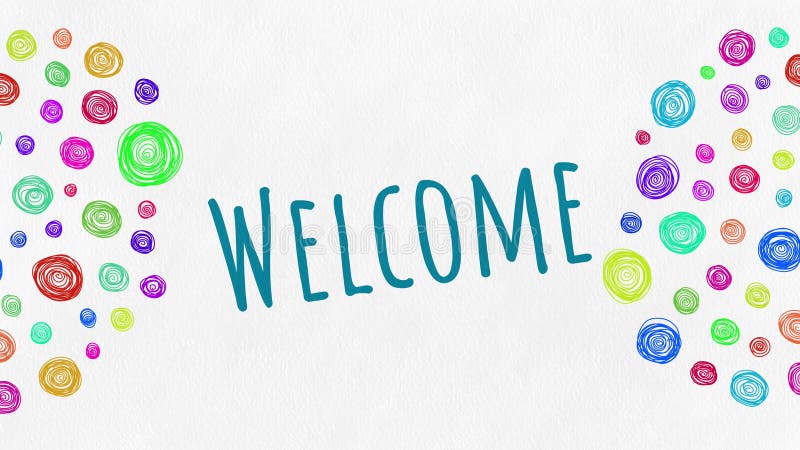 Welcome Colorful Circular Scribble Elements Left Right Blinking Text ...