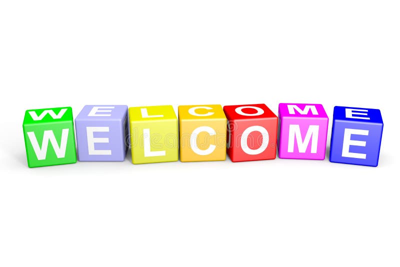 Welcome sign cubes stock illustration. Illustration of glossy - 29116486