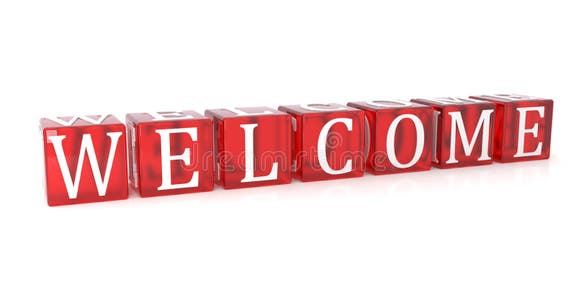 Welcome Cube Text on White Background Stock Illustration - Illustration ...