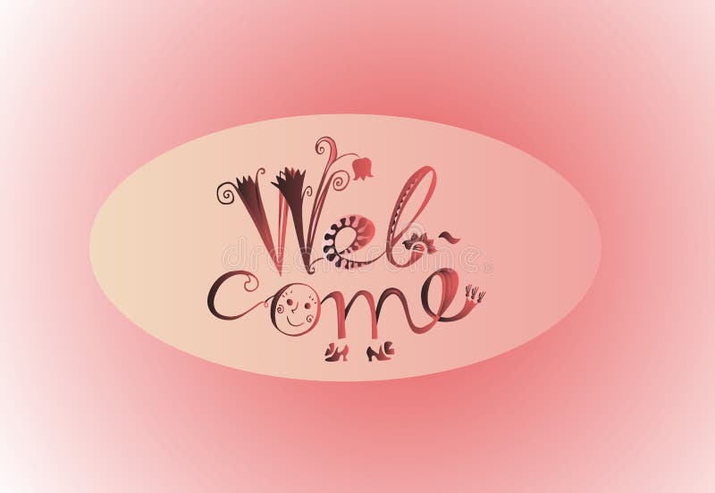 Welcome - Cute Hand Drawn Lettering Stock Vector - Illustration of ...