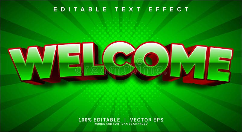 Welcome 3d Vector Text Effect with Modern Style Design Stock Vector ...
