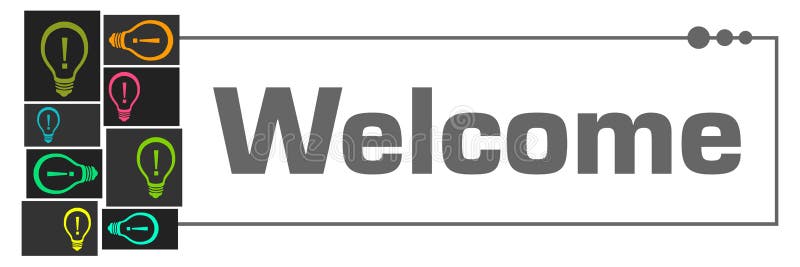 Welcome Dark Colorful Bulbs Grid Left Box Horizontal Stock Illustration ... Welcome Dark Colorful Bulbs Grid Left Box Horizontal Stock Illustration ...