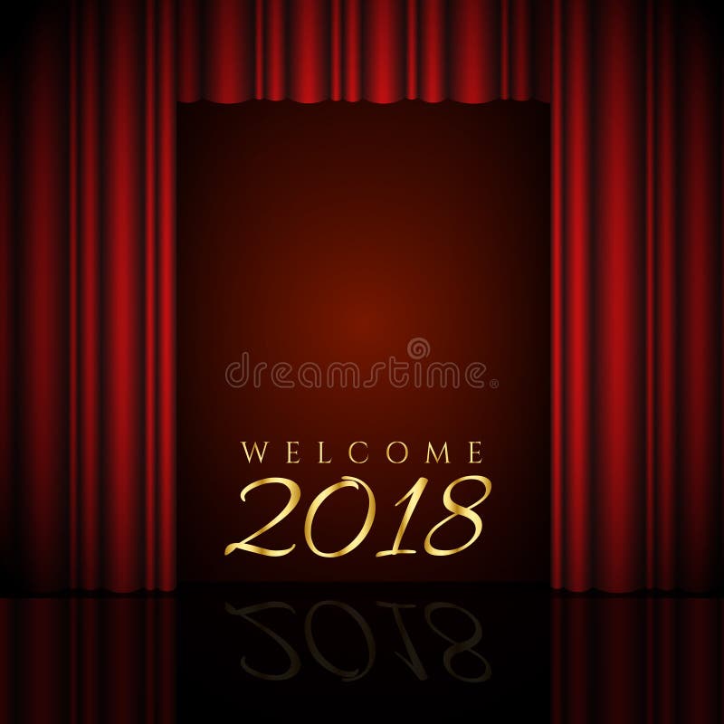 Welcome 2018 Design with Red Curtains Stock Vector - Illustration of ...