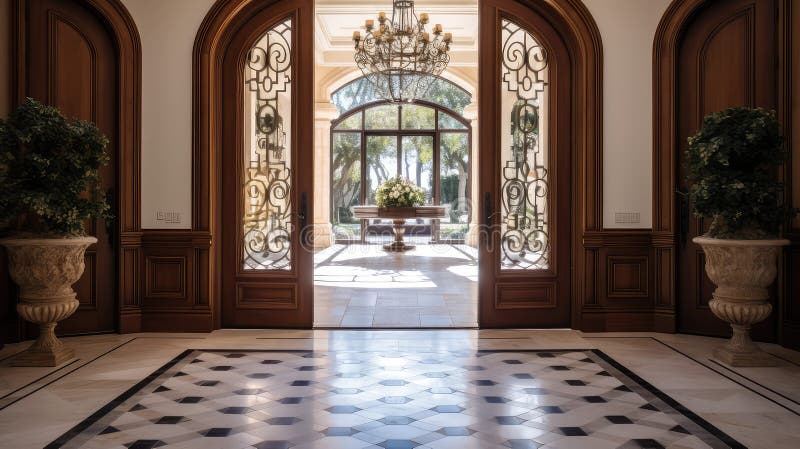 Welcome door opened stock illustration. Illustration of interior ...