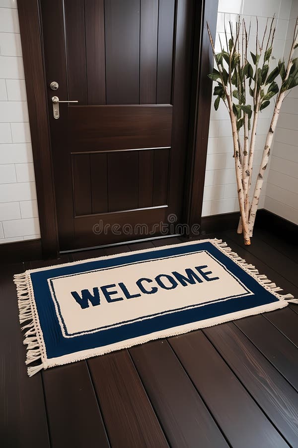 Welcome Carpet in a Modern Entryway Stock Illustration - Illustration ...