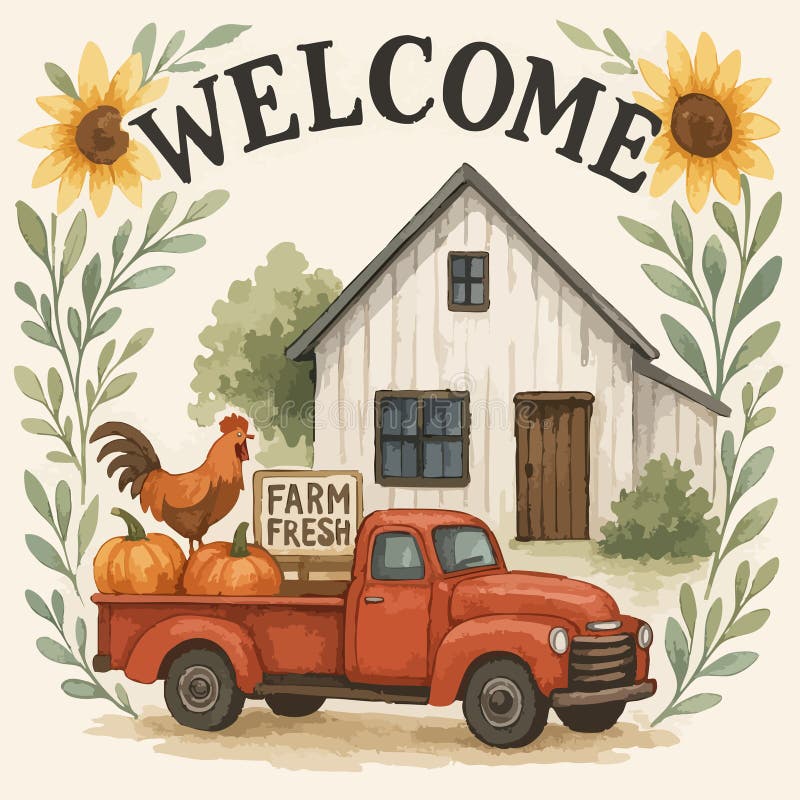 Welcome Farmhouse Home Print Design in Vector Stock Vector ...