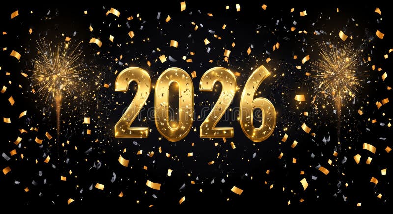 Welcome 2026 with a Festive Design Featuring Fireworks and Confetti ...