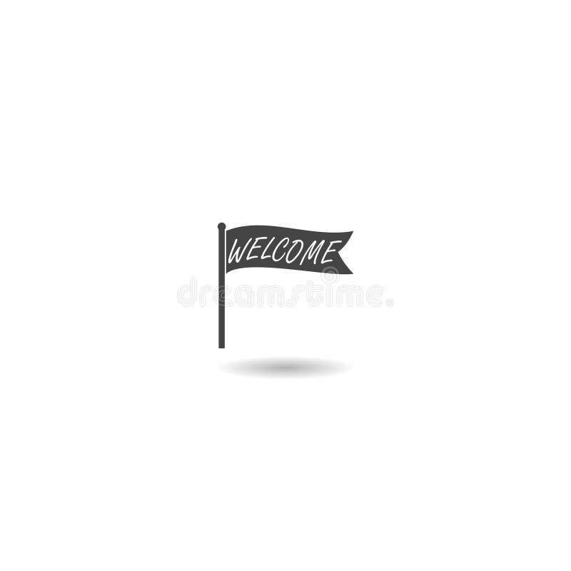 Welcome Flag Icon with Shadow Stock Vector - Illustration of decoration ...