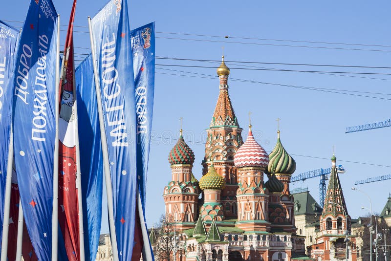 Welcome Flags in Honour of the 2018 FIFA World Cup in Russia. Editorial ...