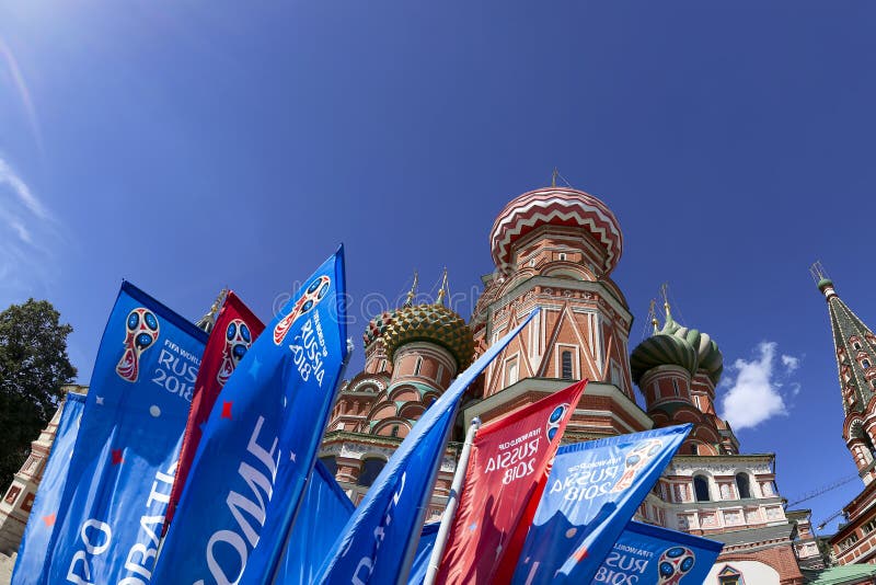 Welcome Flags in Honour of the 2018 FIFA World Cup in Russia. Editorial ...