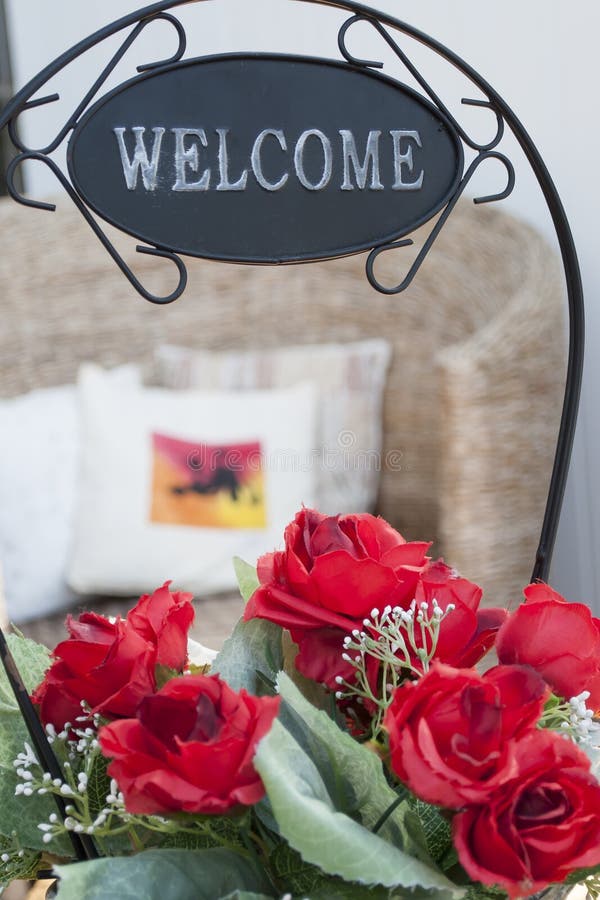 Welcome flowers stock photo. Image of flower, rose, wood - 65613360