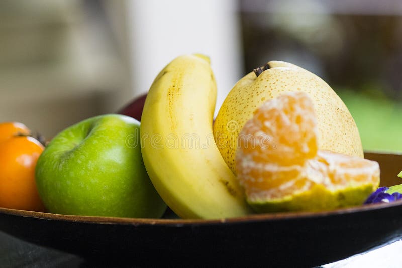 Welcome Fruit in Hotel Room with Pear Apple and Orange Ready To Eat ...
