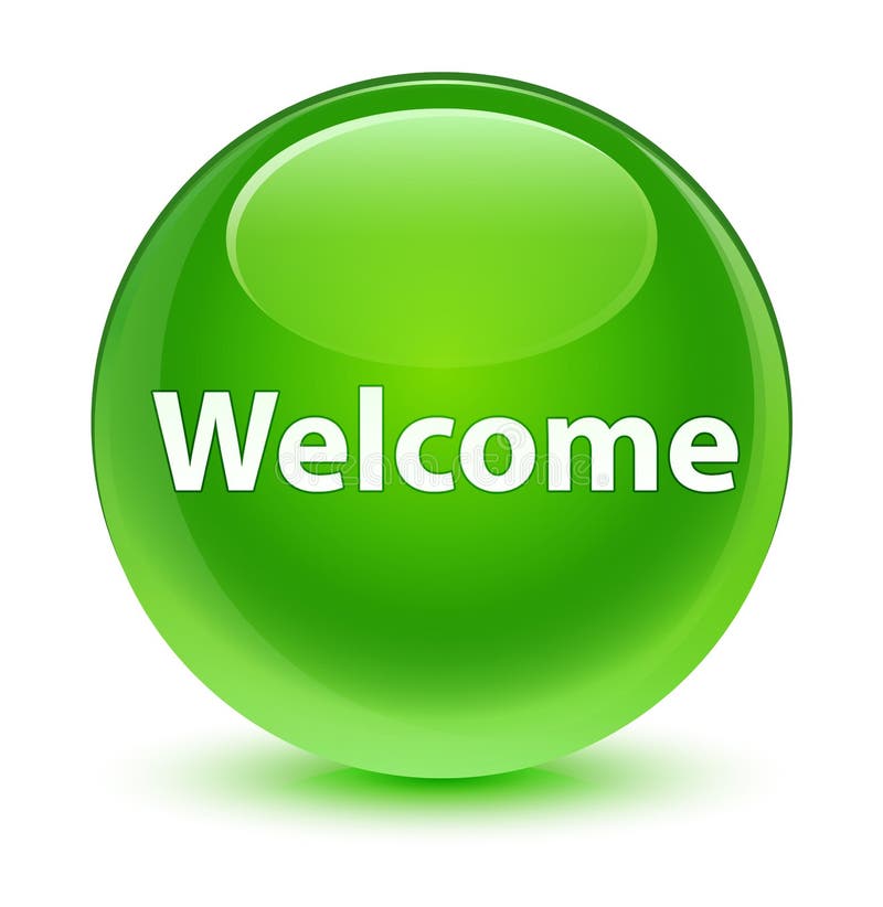 Welcome Glassy Green Round Button Stock Illustration - Illustration of ...