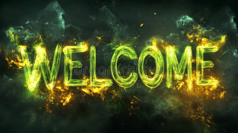 Welcome Green Fire Text Abstract Background Stock Illustration ...
