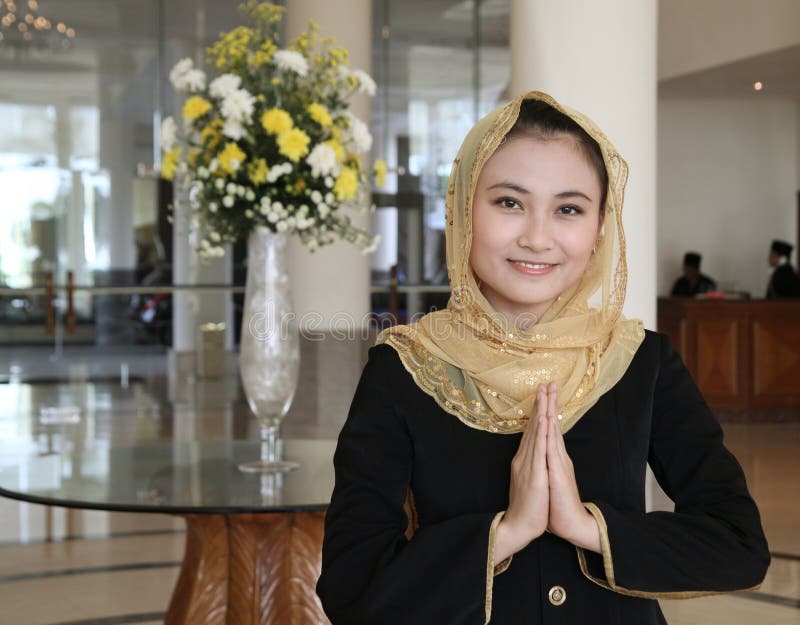 Welcome Greeting from Asian Muslim Stock Image - Image of beauty ...
