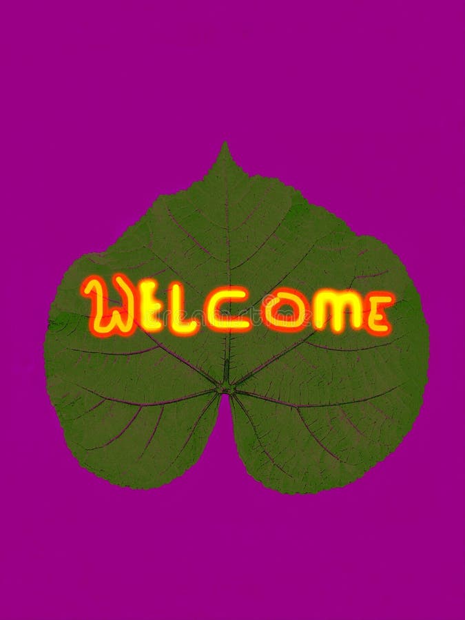 A Welcome Greeting on a Leaf. Stock Illustration - Illustration of graphic, welcome: 332735930