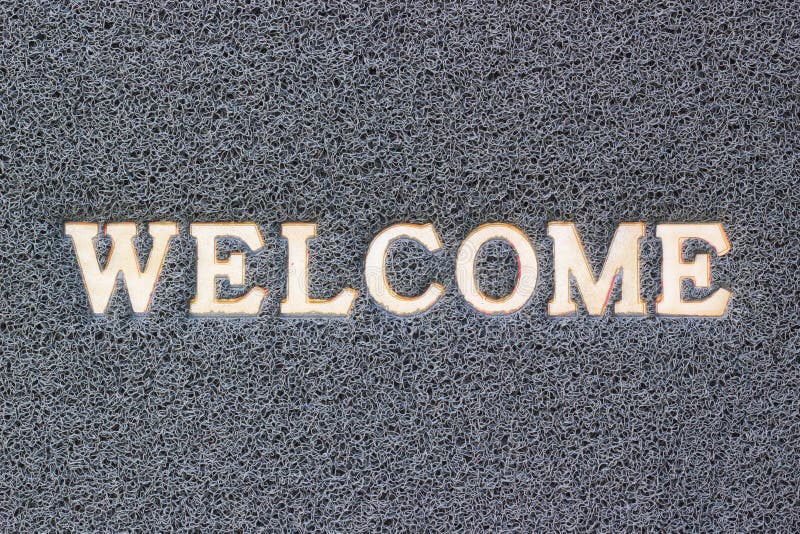 Welcome grey vinyl carpet stock photo. Image of moisture - 51530764