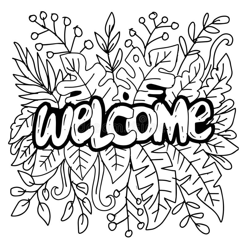 Welcome. Hand Drawn Lettering in Doodle Style. Vector Illustration ...