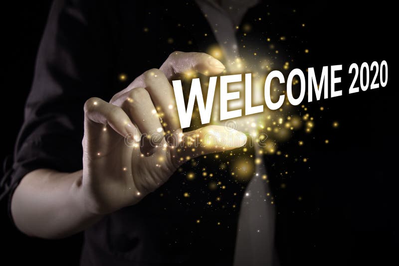 Welcome 2020 with hand stock image. Image of greeting - 155806131