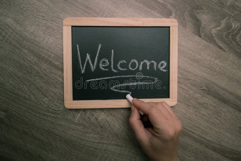 Welcome Handwritten Chalkboard Simple Blackboard Word Written Chalk ...