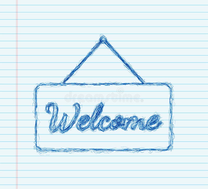 Welcome Hanging Sign. Sign for Door. Sketch Icon. Vector Illustration ...