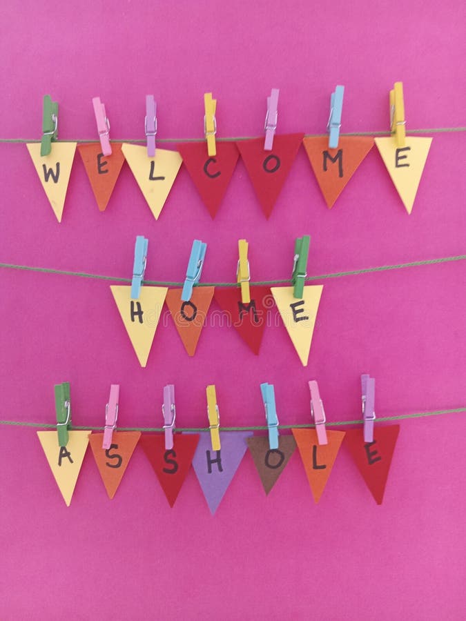 Welcome Home Funny Adult Banner Stock Photo - Image of kidding, welcome ...