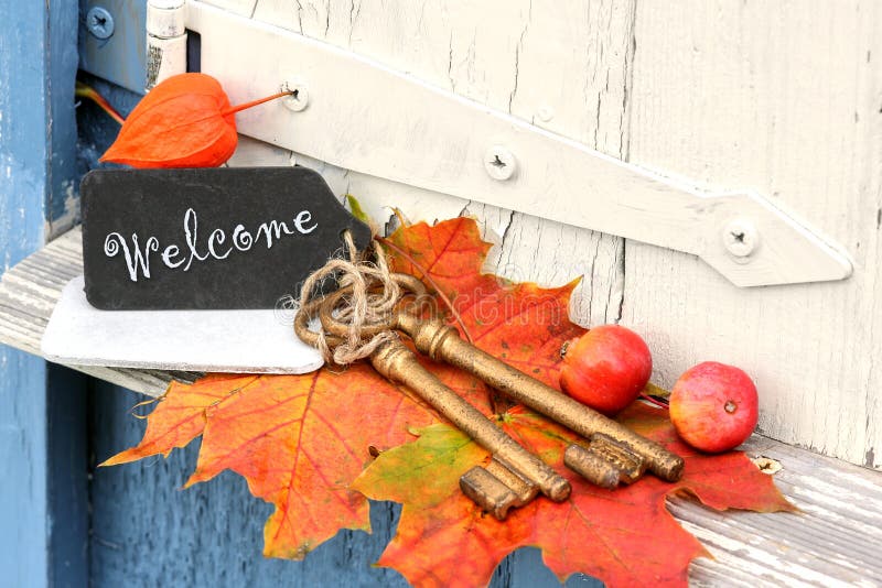 Welcome at home stock photo. Image of foliage, label - 40643030