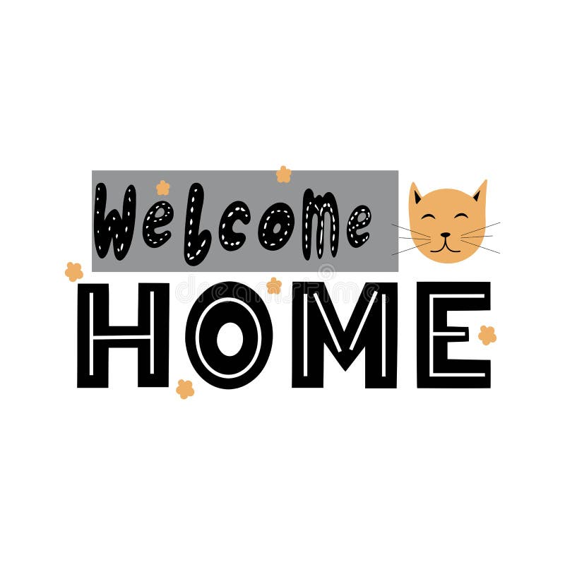 Welcome Home Lettering. Hand Drawn Modern Vector Calligraphy Isolated ...