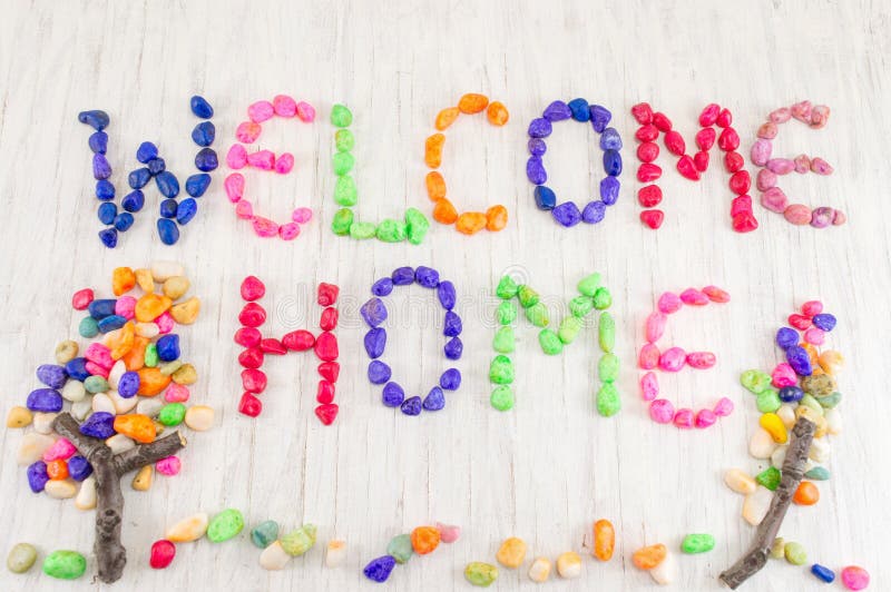Welcome Home Note Written with Small Rocks Stock Image - Image of paper ...