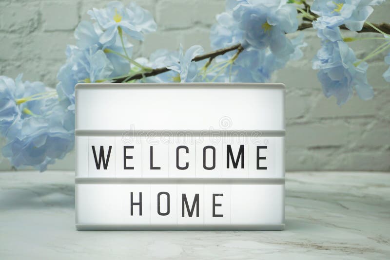 Welcome Home Alphabet Letter with Green Leave and Pink Flower Flat Lay ...