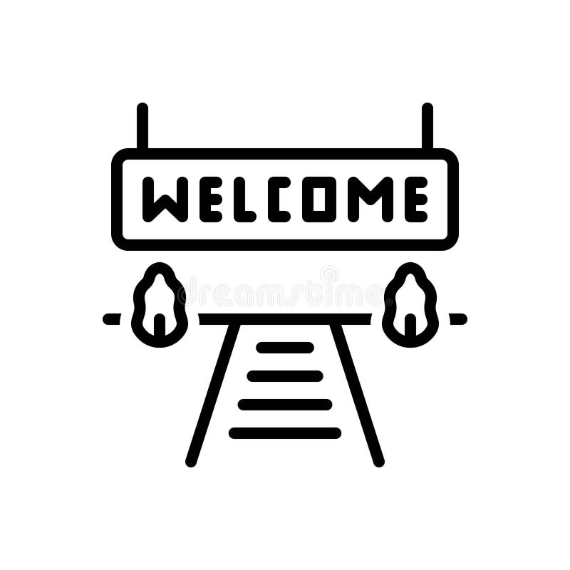 Black Line Icon for Welcome, Greeting and Pleasent Stock Vector ...