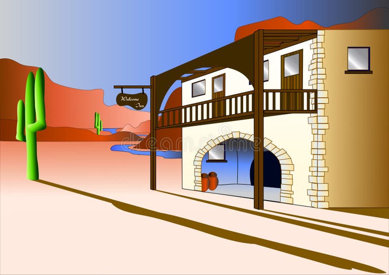 Welcome Inn stock vector. Illustration of porch, river - 7986207