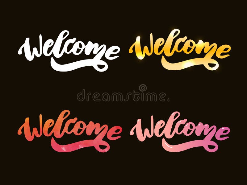 Welcome Text Lettering Calligraphy Phrase Black Gold Stock Illustration ...