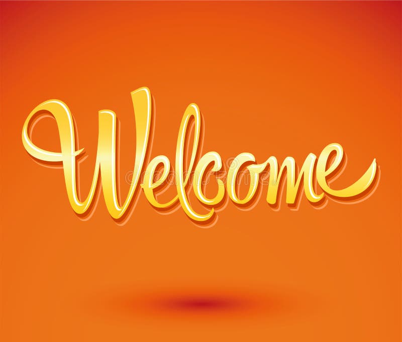Welcome Lettering with Colorful Textures on Blue Background. Cartoon ...