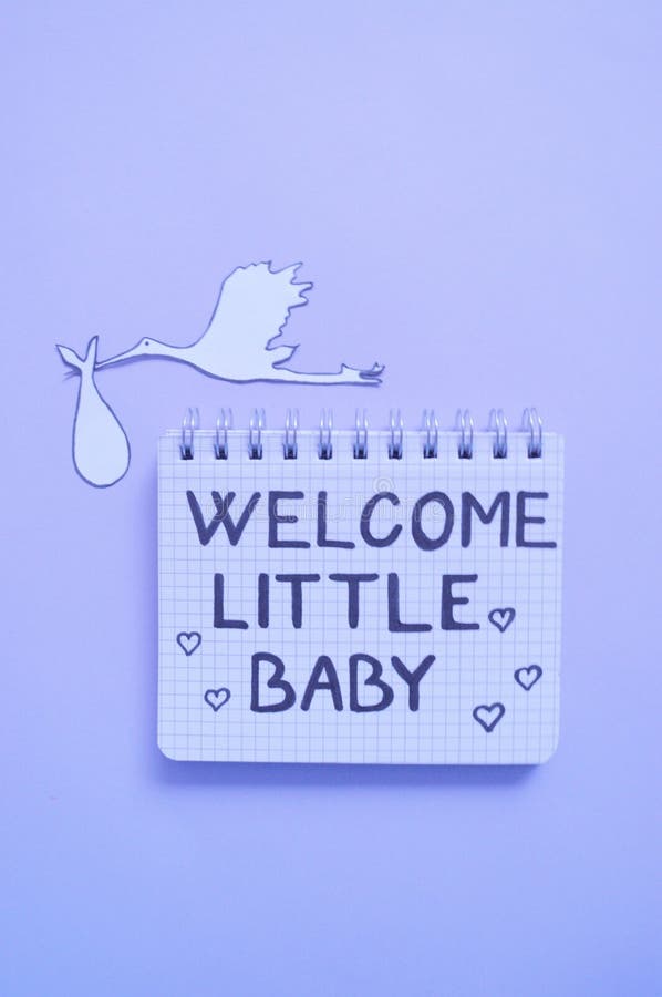 Welcome Little Baby Write on Blue Background Stock Image - Image of ...