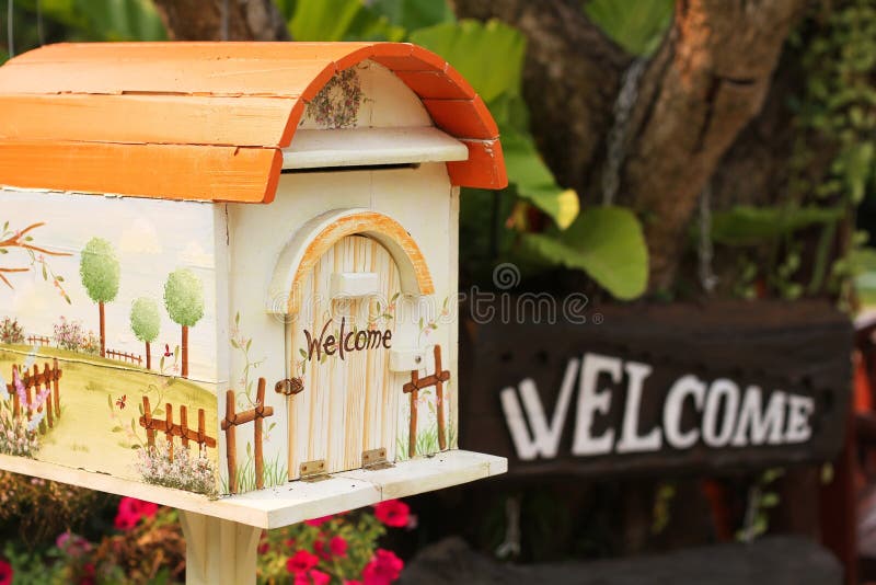 Welcome mail box stock photo. Image of orange, outdoor - 34753476