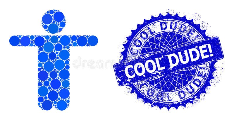 Vector Welcome Man Composition of Dots with Textured Cool Dude! Stamp ...