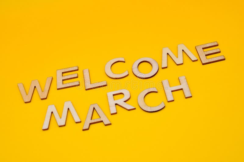 Welcome march illustration stock photo. Image of sign - 359788088