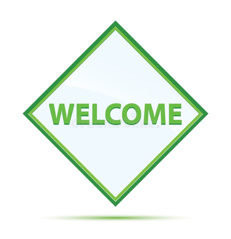 Welcome Modern Abstract Green Diamond Button Stock Illustration ...