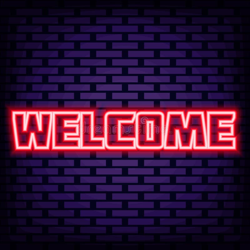 Welcome Neon Signboards. Neon Script. Announcement Neon Signboard Stock ...